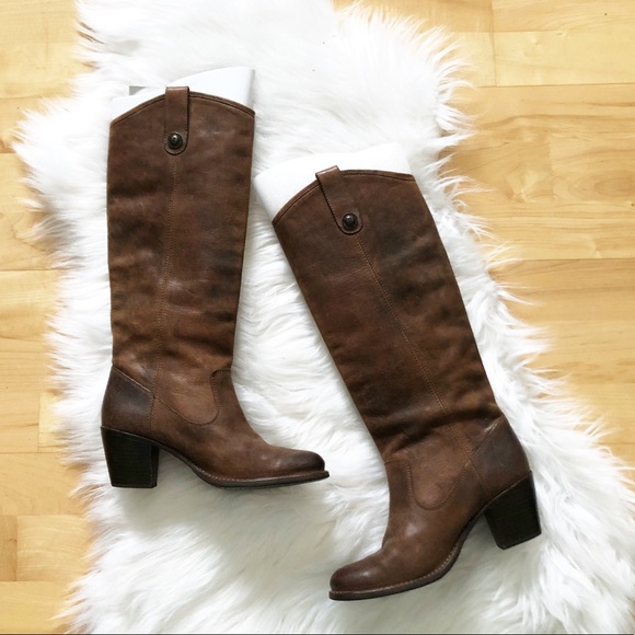 Frye | Shoes | Frye Jackie Button Knee High Western Boots Brown | Poshmark